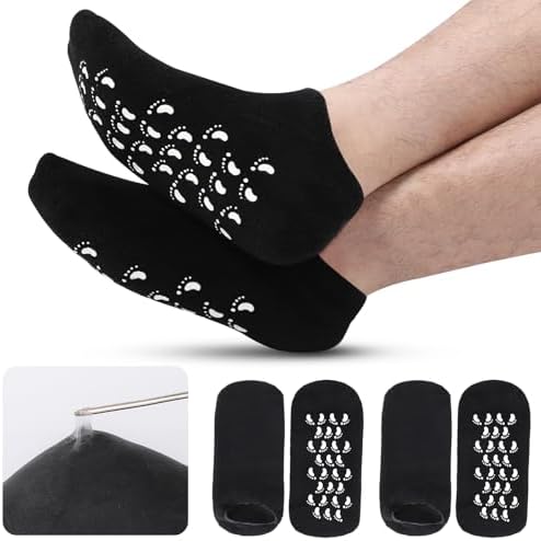 Aluroice Silicone Moisturizing Socks for Men - 2 Pairs Soft Foot Care ...