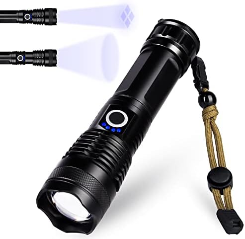Lanlelin Telescopic Zoom LED Torch, Type-C Rechargeable Tactical ...