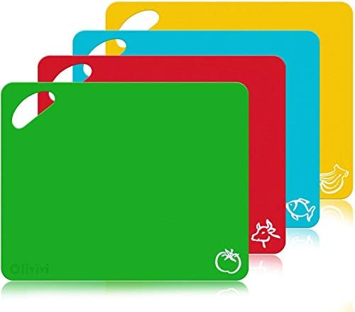 Extra Thick Flexible Plastic Chopping Board (Set of 4) - Plastic ...