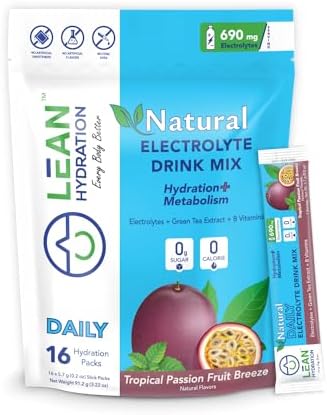 Amazon.com: LEAN Hydration Daily Natural Electrolyte Packets Drink Mix ...