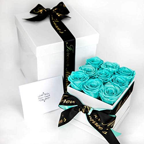 Amazon.com: Forever Monroe's Turquoise Blue Preserved Box of Roses that ...