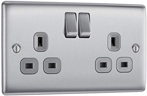 BG Electrical Double Switched Power Plug Wall Socket, Nexus Metal ...