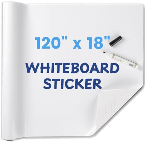Amazon.com : HeatPomelo Whiteboard Sticker for Wall, 120" x 18" No ...