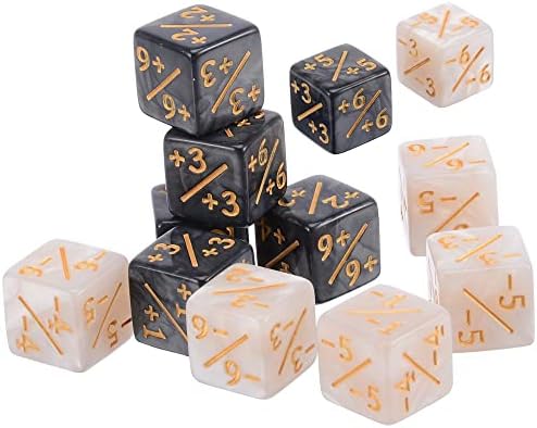 Dice Counters,12 PCS Token Dice D6 Loyalty Dice Set White +1/+1 & Black ...