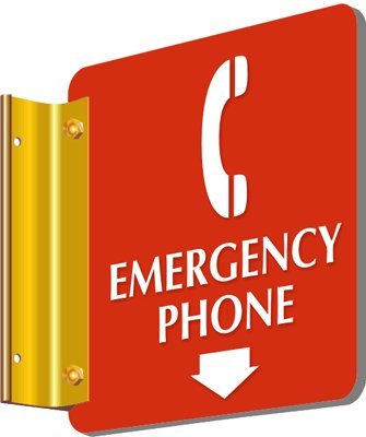 SmartSign "Emergency Phone" Double-Sided Projecting Sign with Down ...