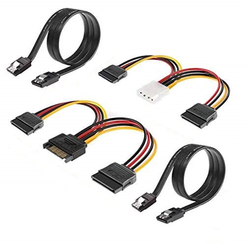 ZONERY 4 PACK SATA Cable and 4 Pin Molex to 15 Pin Female Dual SATA,15 ...
