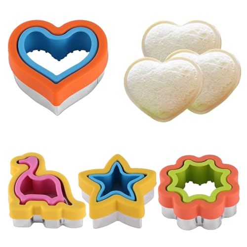 Stainless Steel Sandwich Cutters Set for Kids, 4PCS Bread Cutters ...