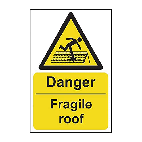 ‘Danger Fragile Roof’ Sign, Rigid 1mm PVC Board (200mm x 300mm) – BigaMart