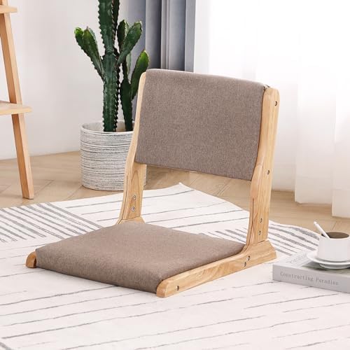 Tatami Wood Floor Chair, Japanese Padded Legless Floor Chair with Back ...
