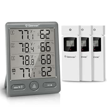 Geevon Wireless Digital Thermometer for Indoor Outdoor Use with 3 ...