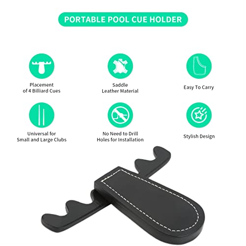 Elprico Cue Leather Pool Cue Holder, Portable Foldable Pool Cue Rack 4 ...