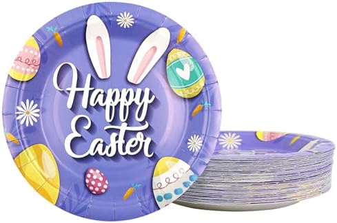 Amazon.com: LDFDRT 50 Pcs Happy Easter Paper Plates 7 inch Dessert ...