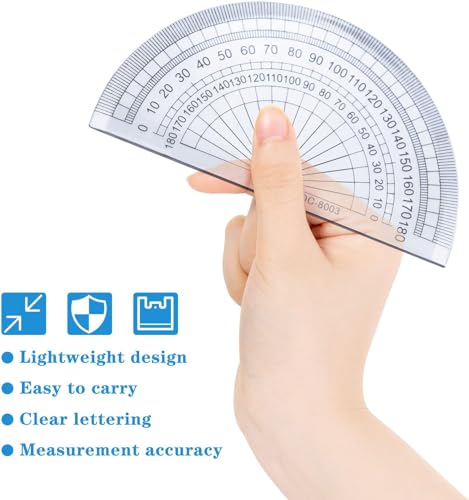 Snapklik.com : 6 Pack Protractor 180 Degrees Protractors Plastic Math ...