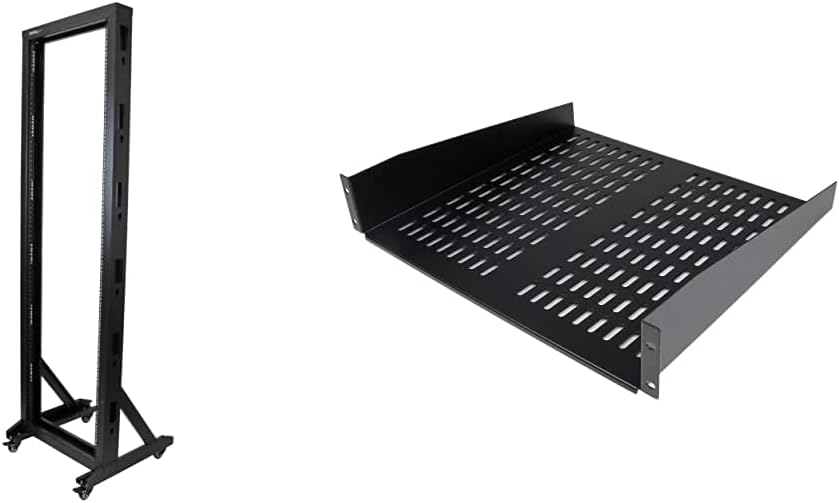Amazon.com: StarTech.com 42U Mobile Open Frame Network Rack with Wheels- 663lbs - 2 Post 19 ...