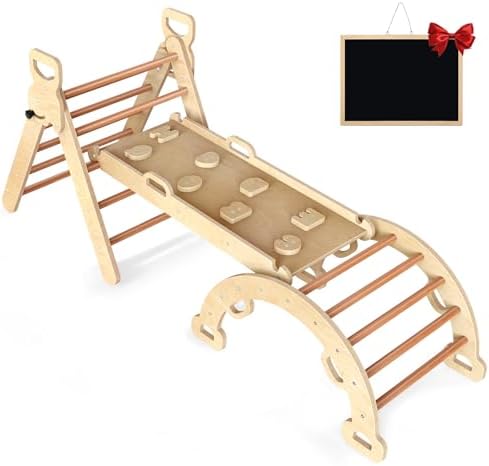 Pikler Triangle Set Wooden Montessori Climbing Set Foldable Pickler-3 ...