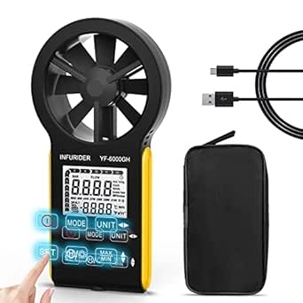 Amazon.com: Rechargeable Anemometer Handheld, Digital Smart Touch Wind Speed Meter,Portable CFM ...