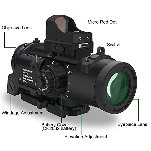 Paike Rifle Scopes 1x-4x Fixed Dual Purpose Scope With Mini Red Dot ...