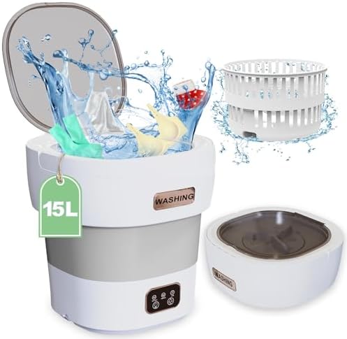 Amazon.com: Portable Washing Machine, 15L Mini Folding Washing Machine with Spin Dryer, Small ...