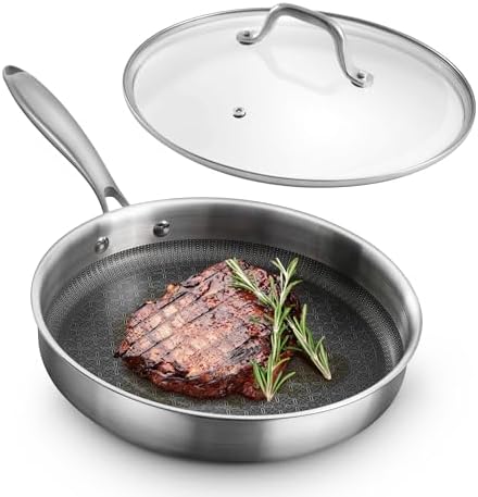 Amazon.com: Navaris Stainless Steel Frying Pan with Glass Lid - Durable ...