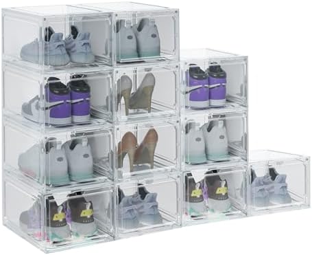 Amazon.com: PRAKI Large Shoe Storage Boxes Organizer for Closet with ...