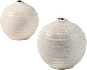 Amazon.com: Serene Spaces Living White Ceramic Ripple Ball Vase ...