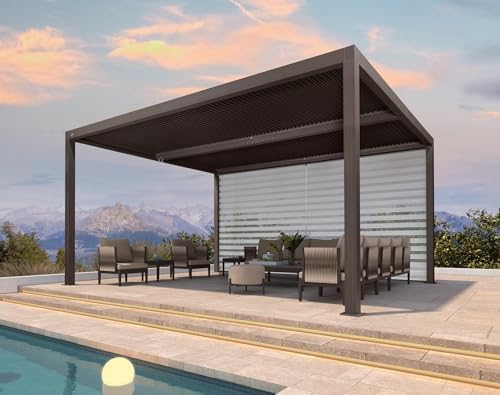 Amazon.com: PURPLE LEAF Outdoor 12' × 16' Louvered Pergola with Long ...