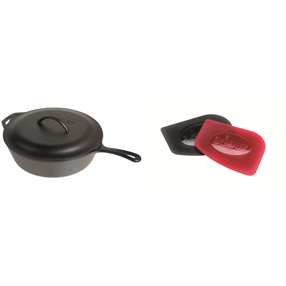 Amazon.com: Lodge L10CF3 Cast Iron Covered Deep Skillet, Pre-Seasoned ...