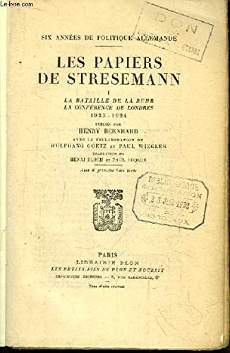 Amazon.com: Les papiers de Stresemann: 3665375200133: BERNHARD Henry ...