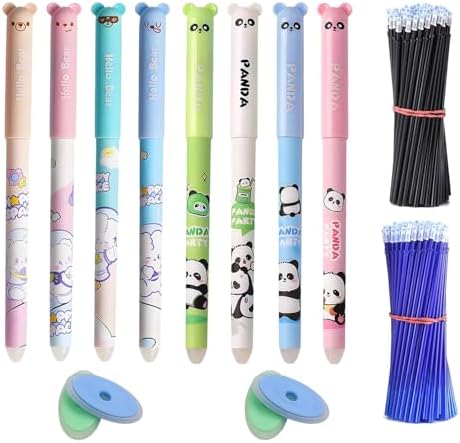8Pcs Retractable Anti Slip Rub Out Pens Set, 0.5mm Cute Friction ...