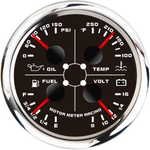 MOTOR METER RACING W Pro 85mm 3-3/8" Multi-Function with Warning ...