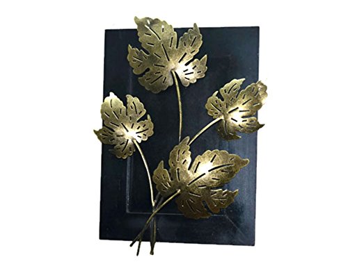 Iron/Wooden Gold Finish Leaf Wall Panel Home Décor Wall Hanging ...