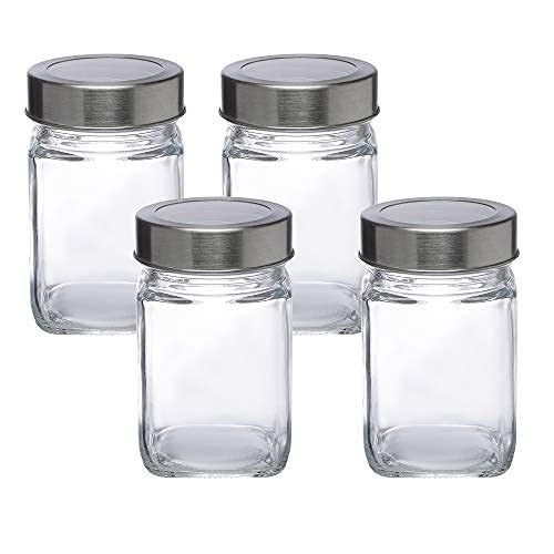 Buy Amazon Brand - Solimo Multipurpose Glass Jars with See-Through Lids ...