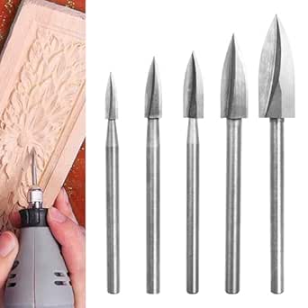 Wood Carving Drill Bits Set for Most Rotary Tool 5pcs Engraving Drill ...