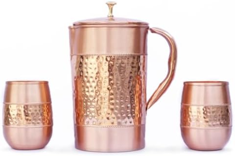 Amazon.com: HealthGoodsIn - Pure Copper Hammered Pitcher with 4 Copper ...