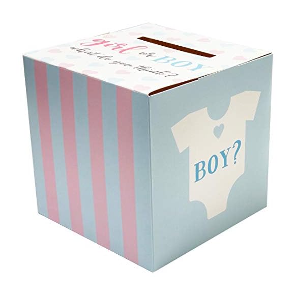 Juvale Boy or Girl Gender Reveal Ballot Box with 50 Cards, Baby Shower ...