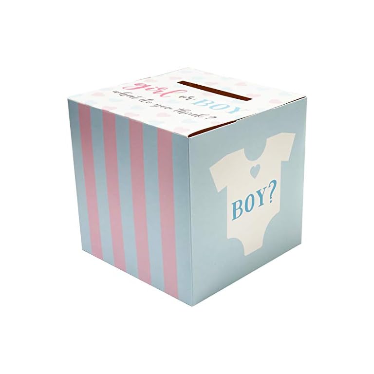 Juvale Boy or Girl Gender Reveal Ballot Box with 50 Cards, Baby Shower ...
