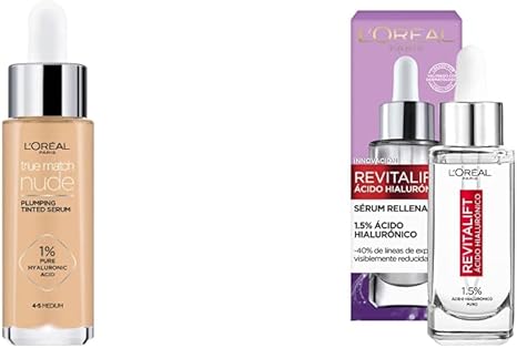 L'Oréal Paris Serum rellenador con color y ácido hialurónico, True ...