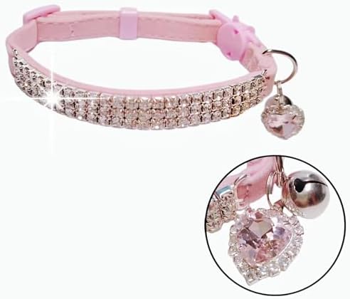 Pet Supplies : Morbuutii Rhinestones Cat Collar with Bell & Bling Heart ...