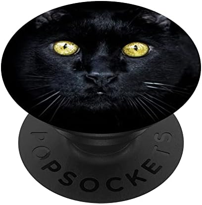 Amazon.com: Cute Black with Green Eyes Cat PopSockets PopGrip ...