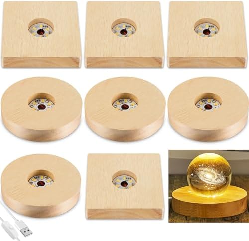 Amazon.com: Honoson 8 Pcs Wooden LED Display Base Lighted Base for ...