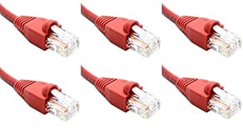 Ultra Spec Cables Pack of 6 - Red 2FT Cat6 Ethernet Network Cable LAN Internet Patch Cord RJ45 ...