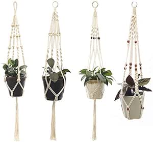 Amazon.com: Handwoven DIY Cotton Rope Hanging Planter - Creative ...