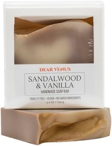 Amazon.com : Dear Venus Handcraft Cold-Process Soap Bar, Sandalwood & Vanilla Scent (1 pack ...