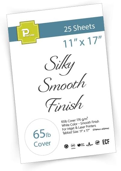 Amazon.com : 11" x 17" Silky Smooth White Cardstock - 65lb Cover Paper ...