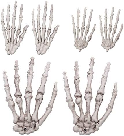 Amazon.com: Aiffort 2 Pairs Halloween Skeleton Hands Plastic Hand ...