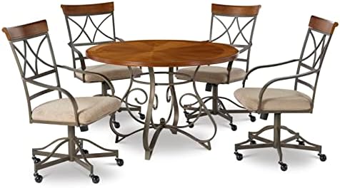 Amazon.com - Powell 5-Pc Hamilton Swivel Dining Set, Medium Cherry ...