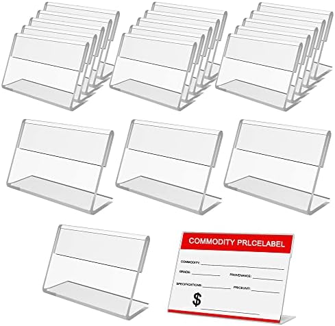 30 Pcs Mini Acrylic Sign Display Holder, Clear Label Holder L Shape ...