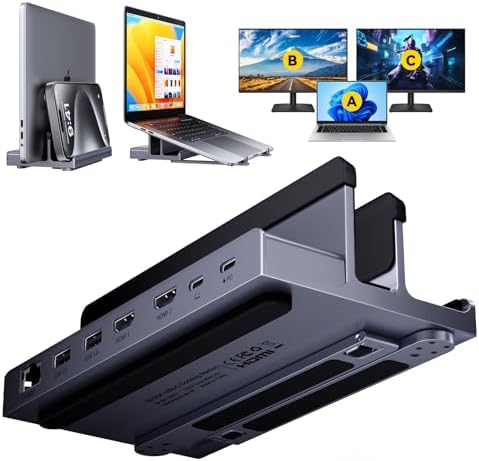 USB C Docking Station Dual Monitors 4K,QUUGE Vertical Laptop Dock ...