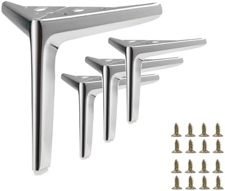 Amazon.com: SWTOOL 4 Inch Silver Metal Furniture Legs Heavy Duty ...