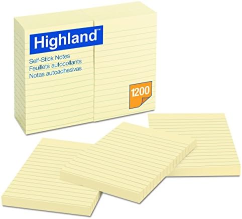 Amazon.com : Highland Self-Stick Notes, Note Ruled, 4" x 6", Yellow ...